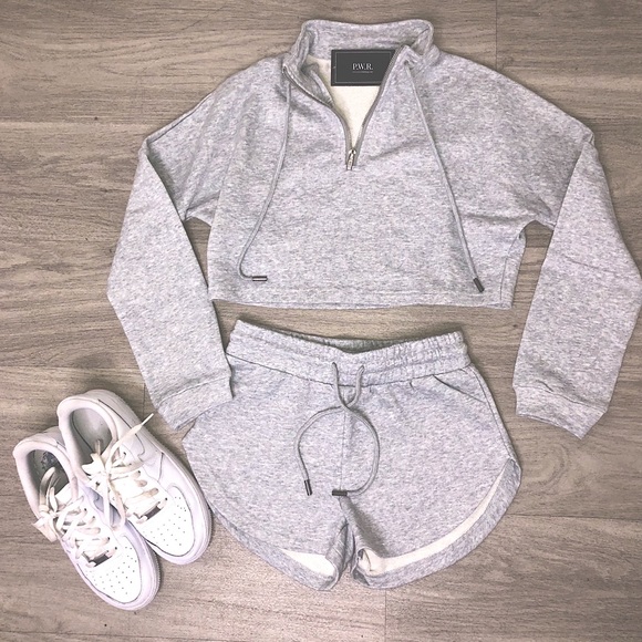 Shorts | Heather Grey Short Set With Long Sleeve Jacket | Poshmark